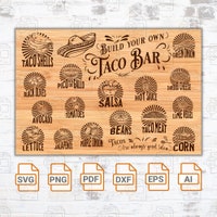 Editable TACO BAR - Chalkboard Sign and Toppings Label Templates for ...