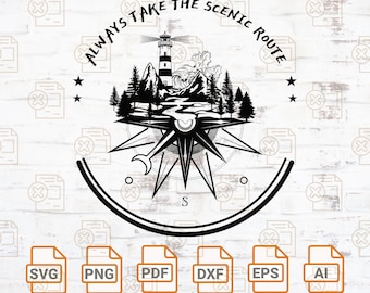 Always Take the Scenic Route Camping Travel Adventure Wild Compass SVG ...