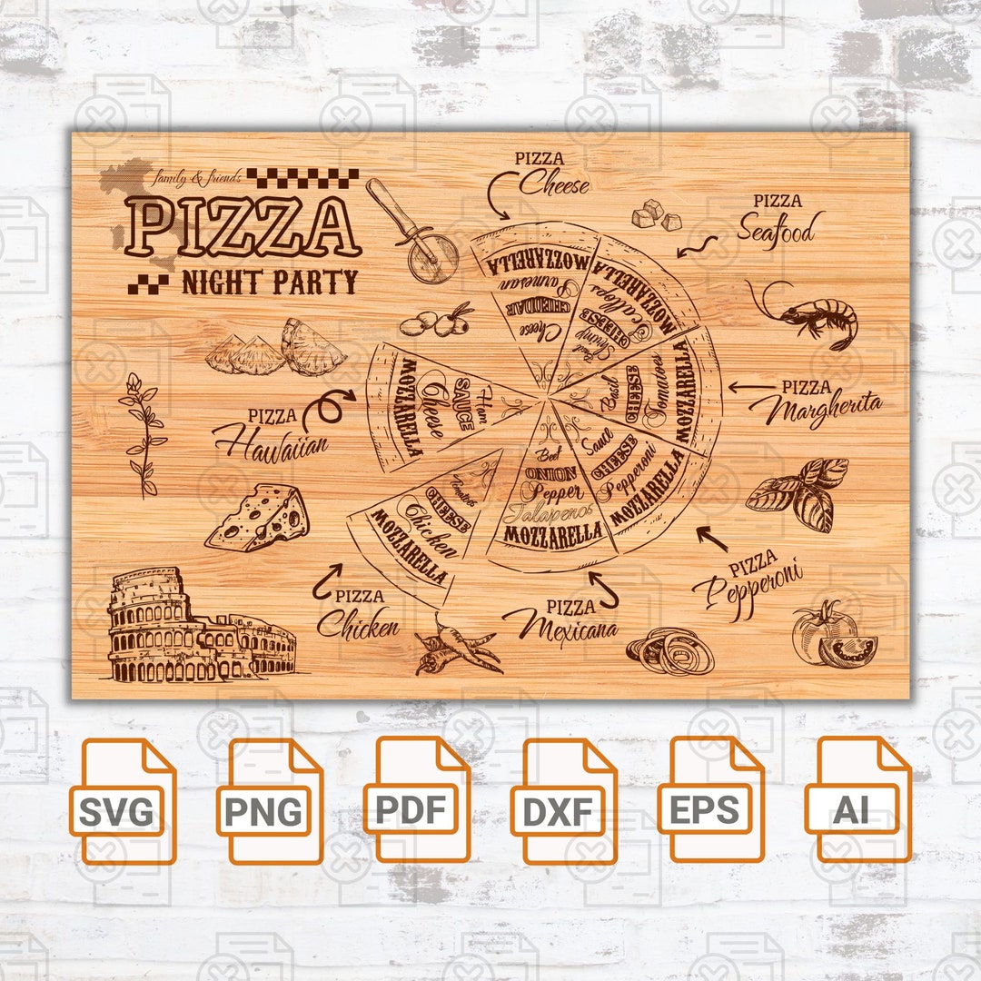 Pizza Cutting Board | Camping SVG | Charcuterie Board Cut Files | Pizza ...