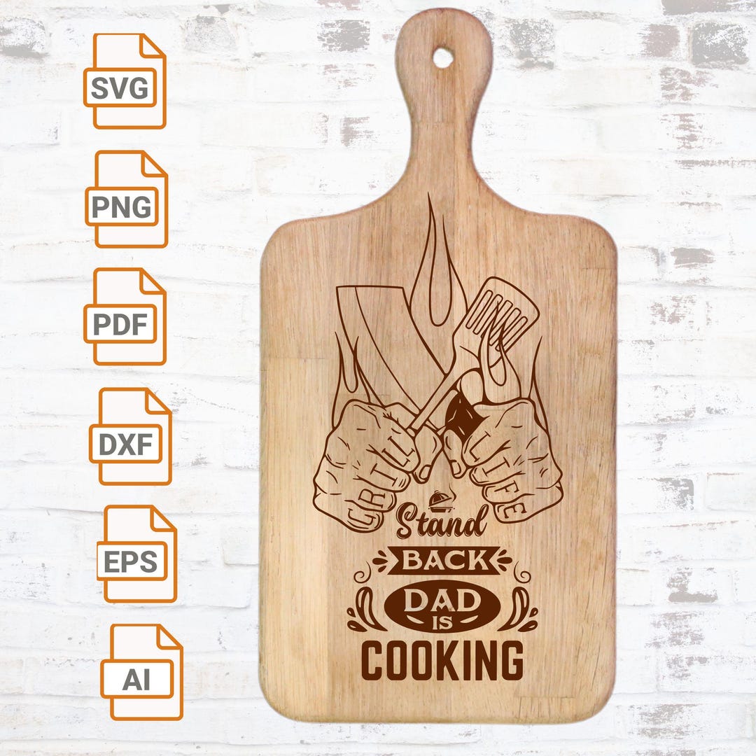 BBQ Grill Chart SVG File: Dad Cooking Cutting Board Design (digital ...