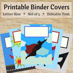 Superhero Printable Binder Covers for School Editable Home Office ...