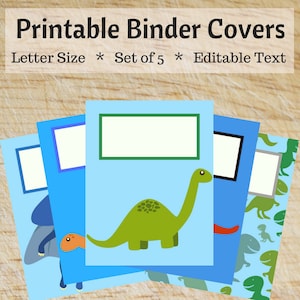 Dinosaur Printable Binder Covers for School Editable Home Office Binder ...