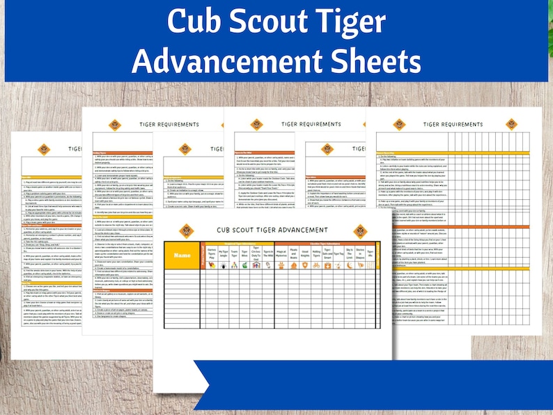 Cub Scout Tiger Advancement Requirements Tracker Printable Instant ...