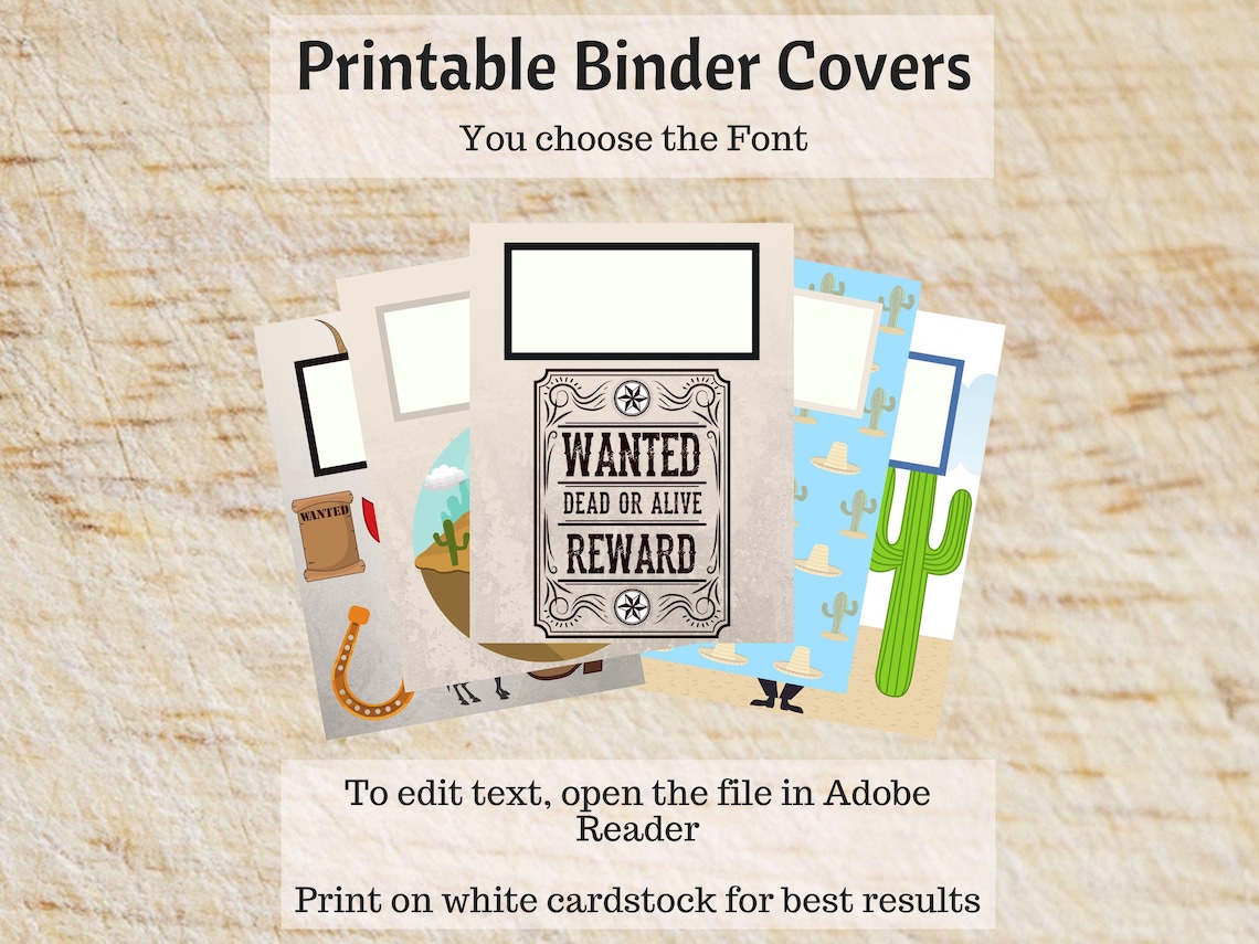 Western Printable Binder Covers for School Editable Home Office Binder ...
