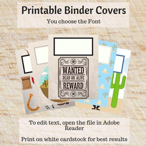 Western Printable Binder Covers for School Editable Home Office Binder ...