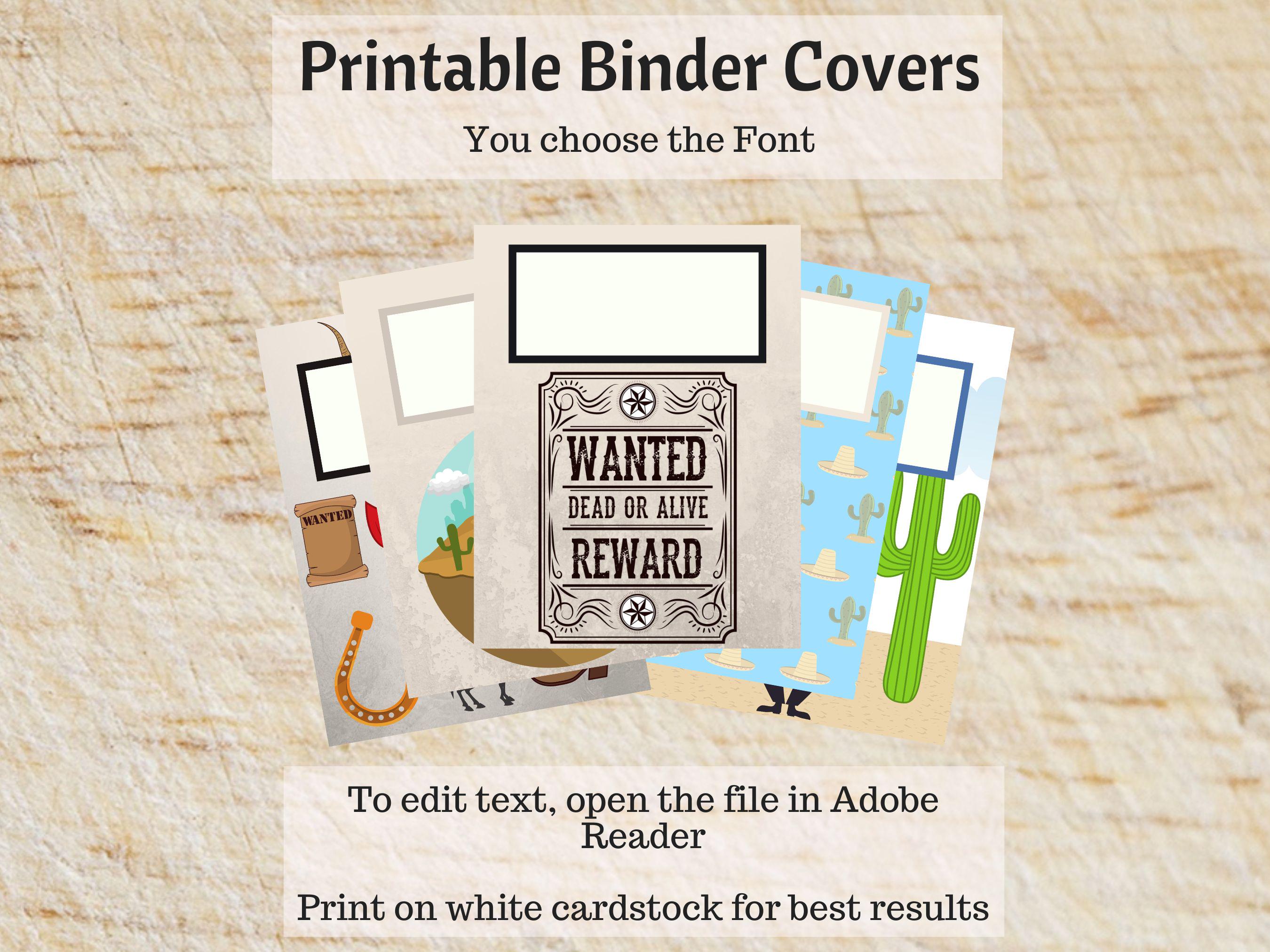 Western Printable Binder Covers for School Editable Home Office Binder ...