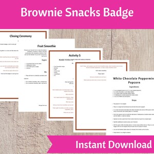 Brownie Snacks Badge Activity Kit Girls Scout Troop Organizer Printable ...