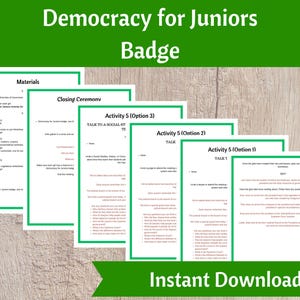 Democracy for Juniors Badge Activity Kit | Girls Scout Troop Organizer ...