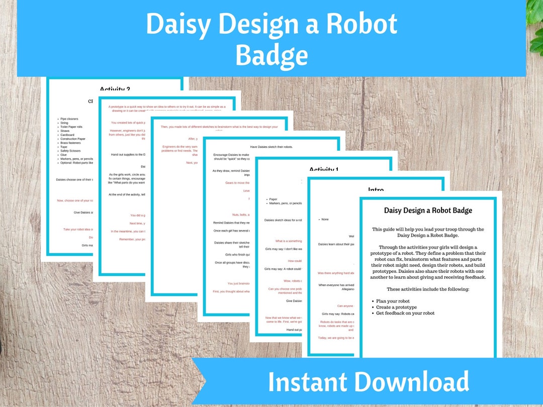 Daisy Design a Robot Badge Activity Kit | Girls Scout Troop Organizer ...