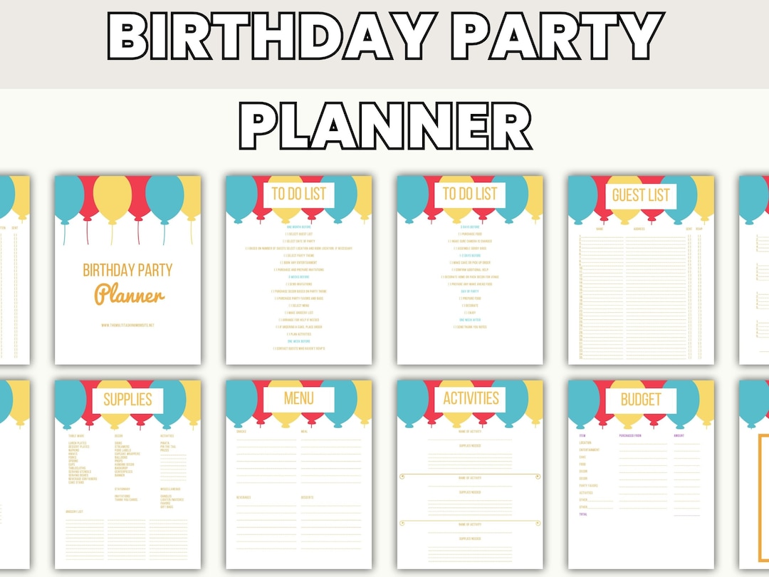 Kids Birthday Party Planner Printable Instant Download - Etsy