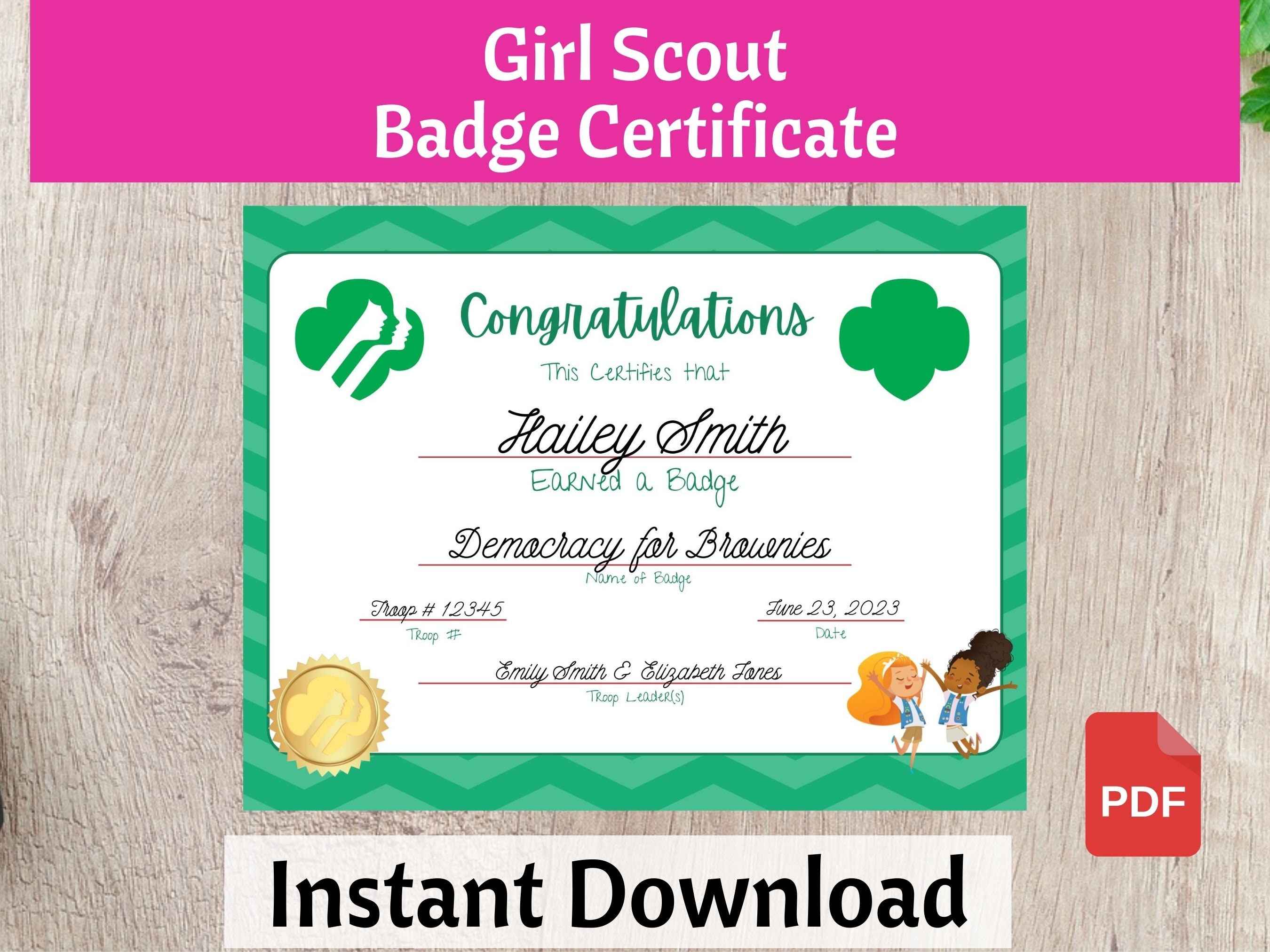 Girl Scout Badge Certificate Girls Scouts Bridging Award Ceremony ...