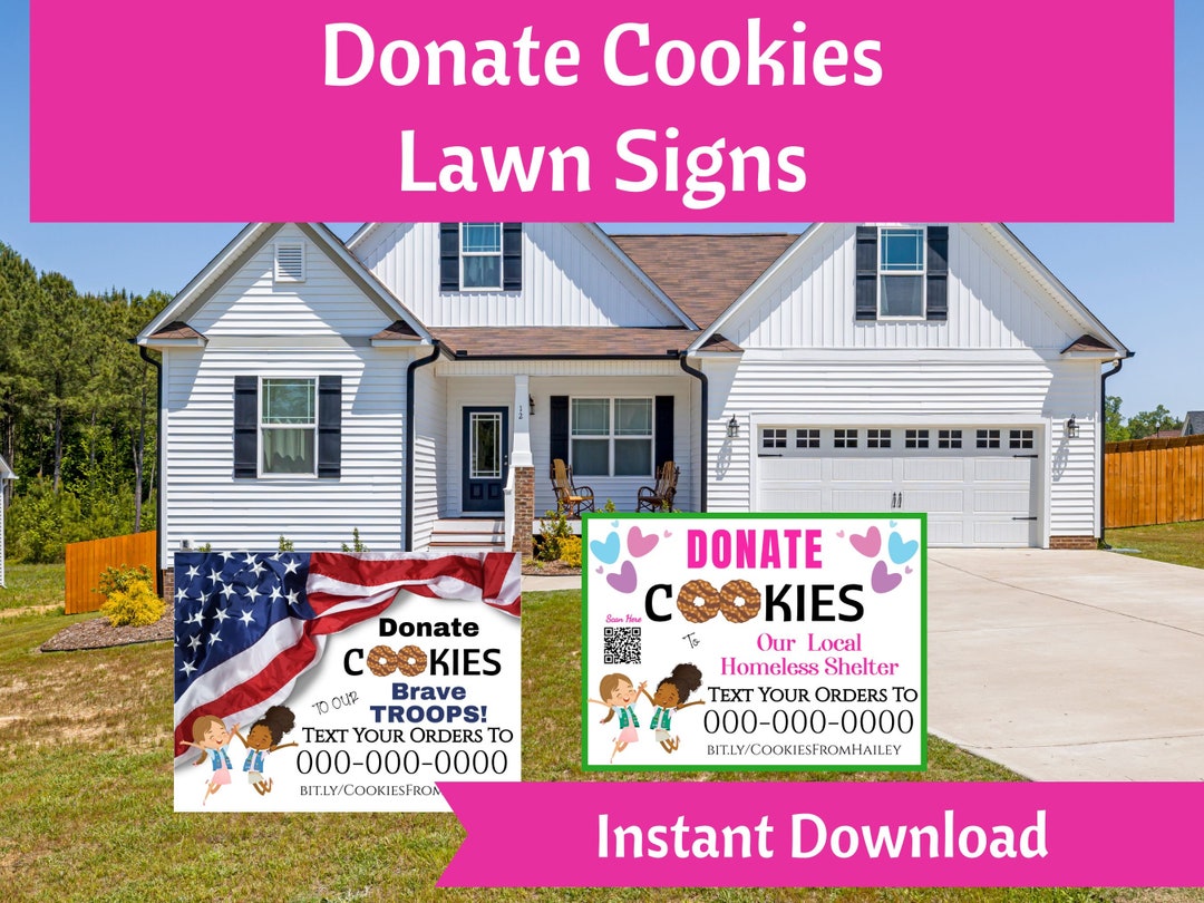 DONATE COOKIES Scout Cookie Printable 24"x18" Lawn Sign, Print Today - Etsy