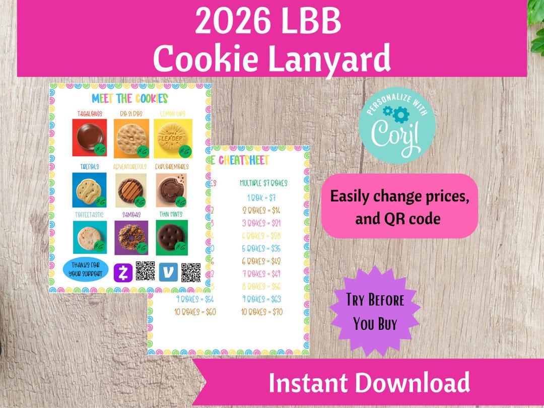 2026 LBB Scout Cookie Lanyard | Scout Troop Organizer Printable Meet ...