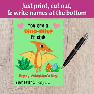 Printable Classroom Valentine's Day Cards for Kids | Dinosaur Valentine ...
