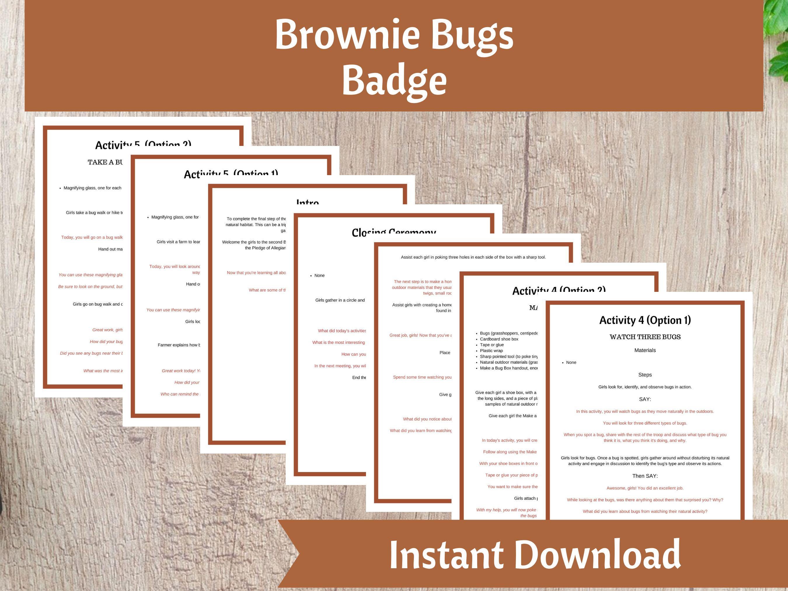 Brownie Bugs Badge Activity Kit | Girls Scout Troop Organizer Printable ...