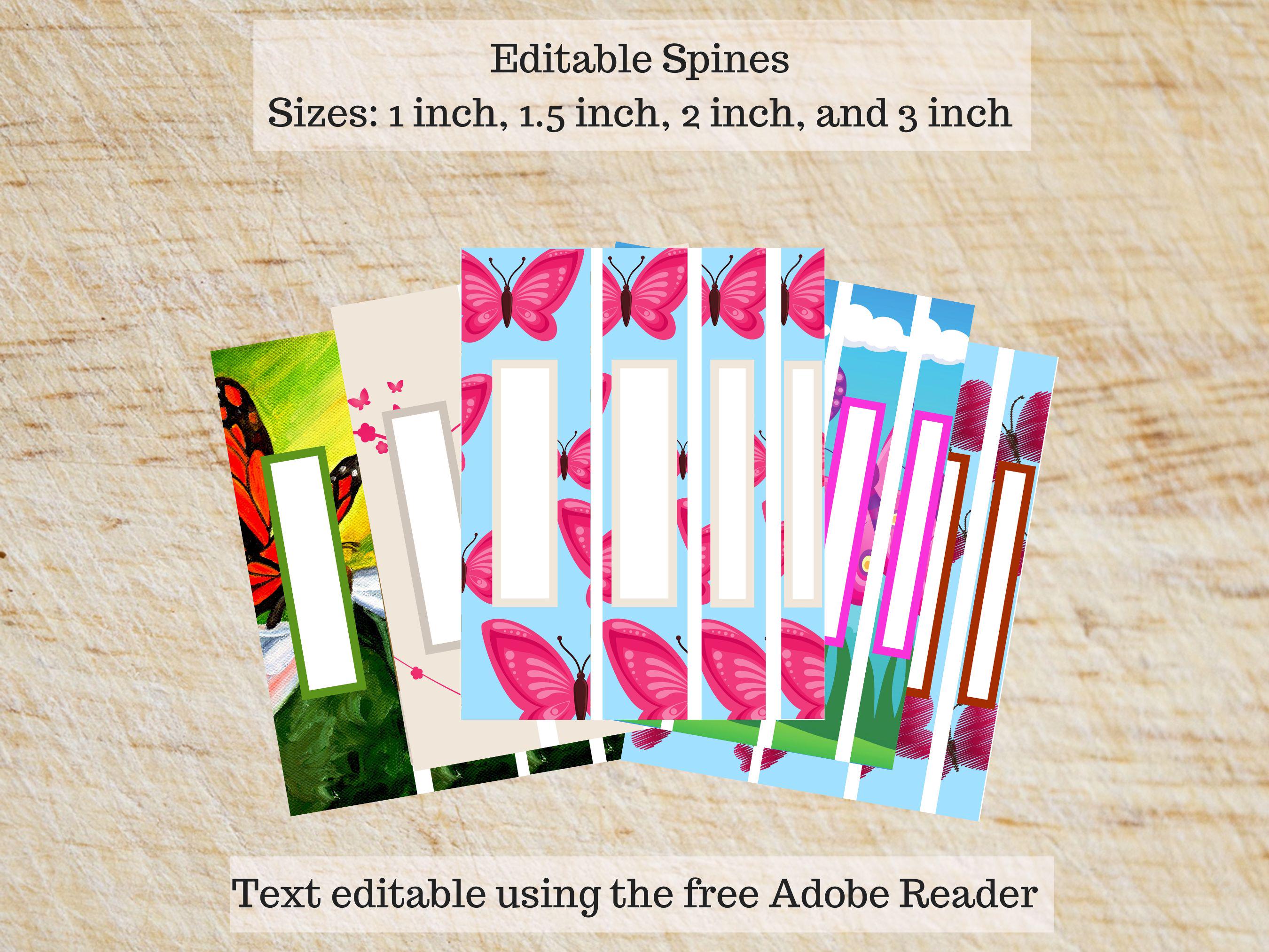 Butterfly Printable Binder Covers for School Editable Home Office ...