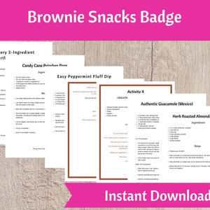 Brownie Snacks Badge Activity Kit Girls Scout Troop Organizer Printable ...