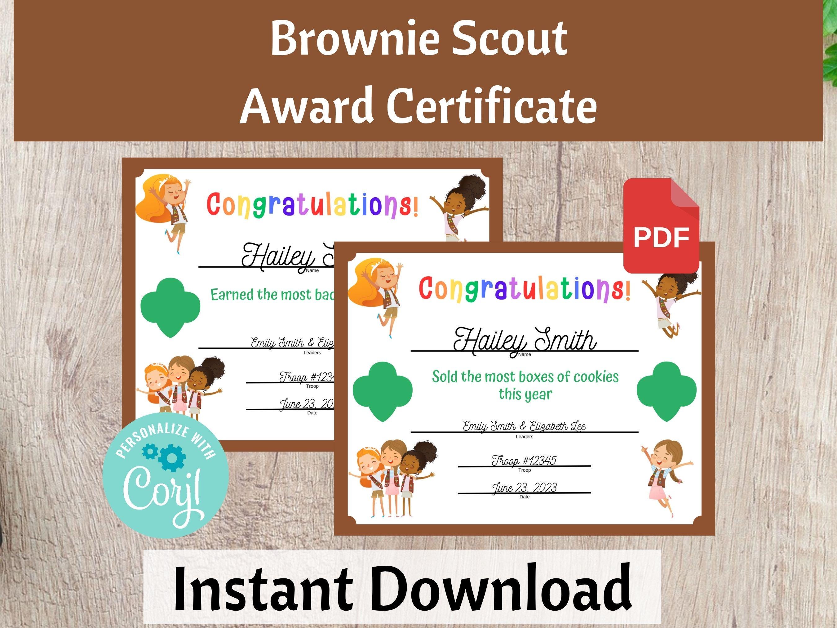 Brownie Scout Award Certificate, Bridging Ceremony Certificate Leader ...