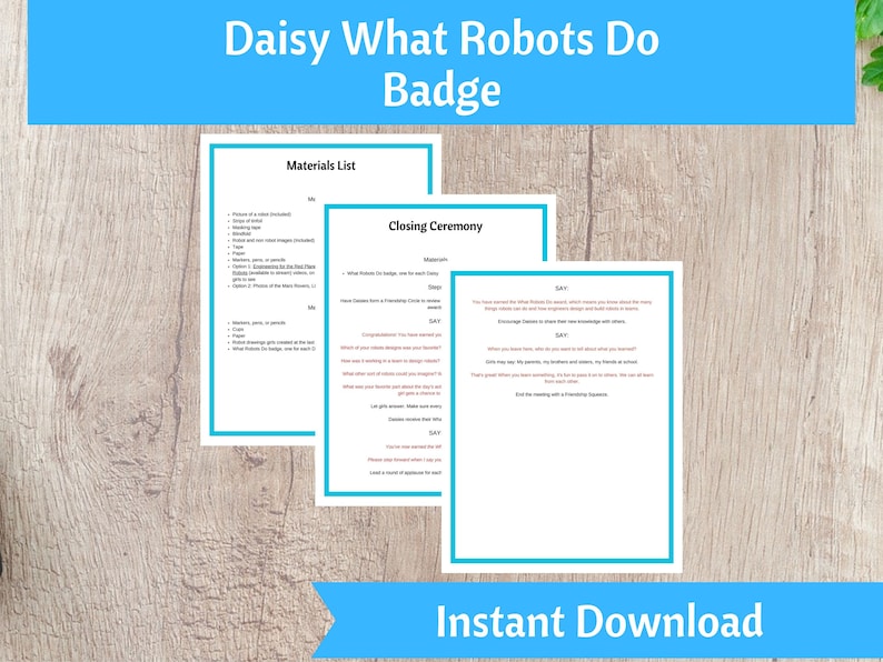 Daisy Robotics Badge Bundle - What Robots Do, How Robots Move, Design a ...