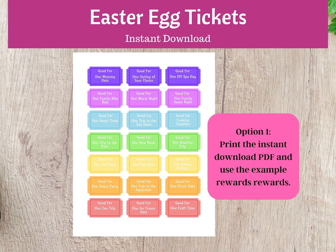 Easter Egg Tickets Printable | Fun Easter Basket Filler & Egg Hunt ...