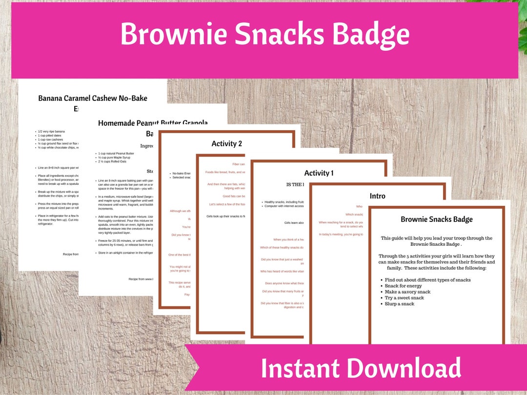 Brownie Snacks Badge Activity Kit Girls Scout Troop Organizer Printable ...