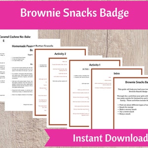 Brownie Snacks Badge Activity Kit Girls Scout Troop Organizer Printable ...