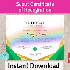 Certificate of Recognition - Scouts Bridging Ceremony - Printable ...