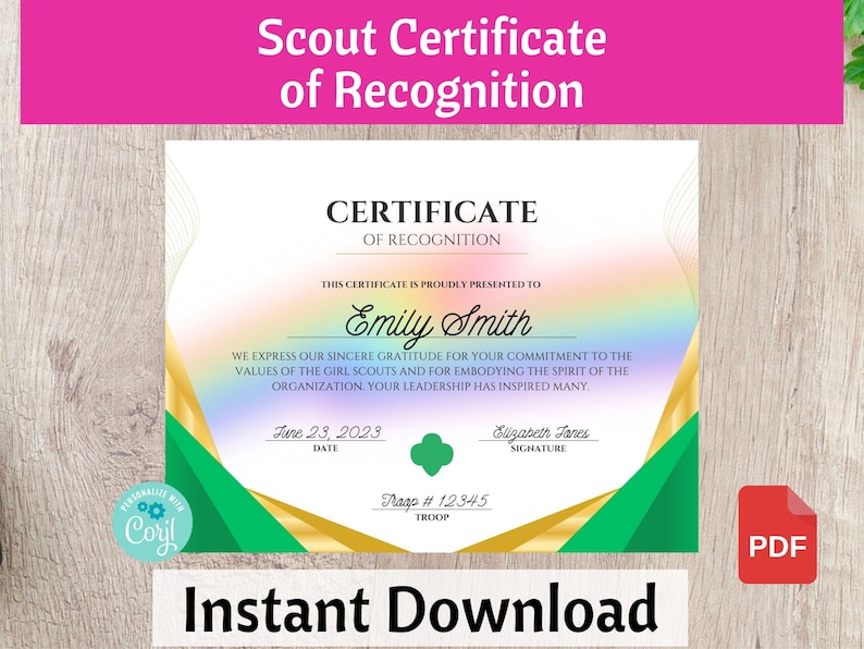 Certificate of Recognition - Scouts Bridging Ceremony - Printable ...