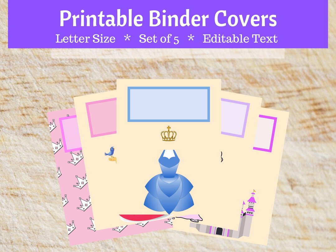 Princess Printable Binder Covers for School Editable Home Office Binder ...