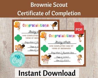 Daisy Girl Scout 1st and 2nd Year Certificate of Completion ...