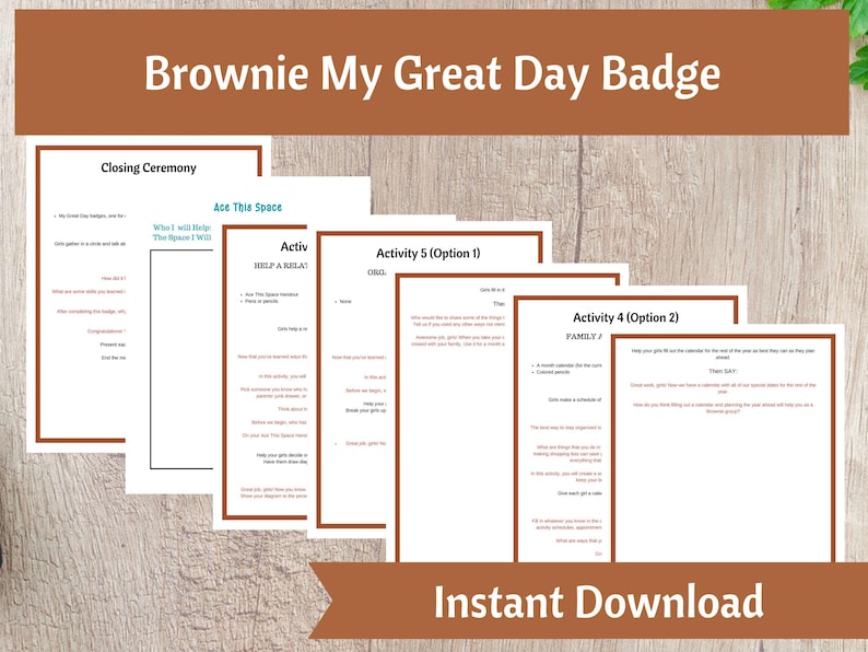 Brownie My Great Day Badge Activity Kit | Girls Scout Troop Organizer ...