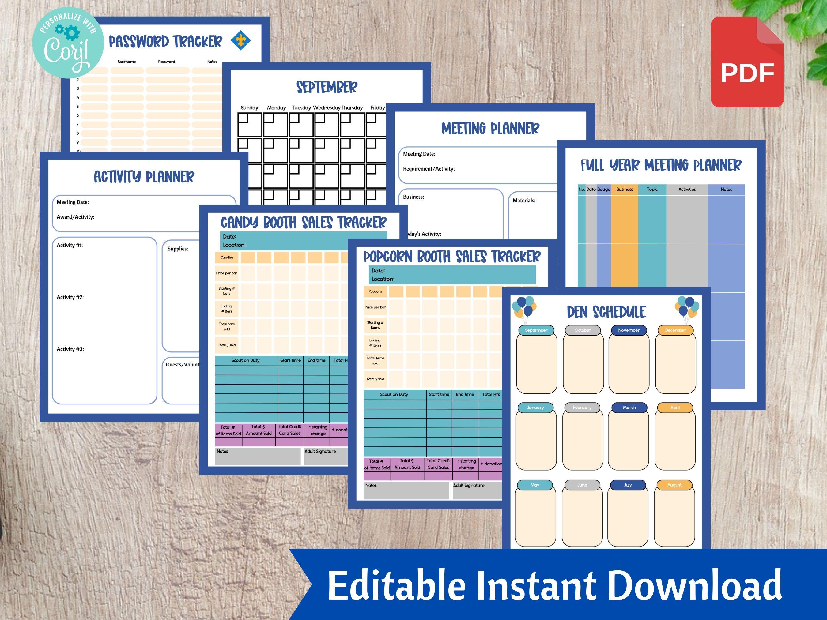Den Leader Planning Binder | Scout Pack Organizer Printable Cub Master ...