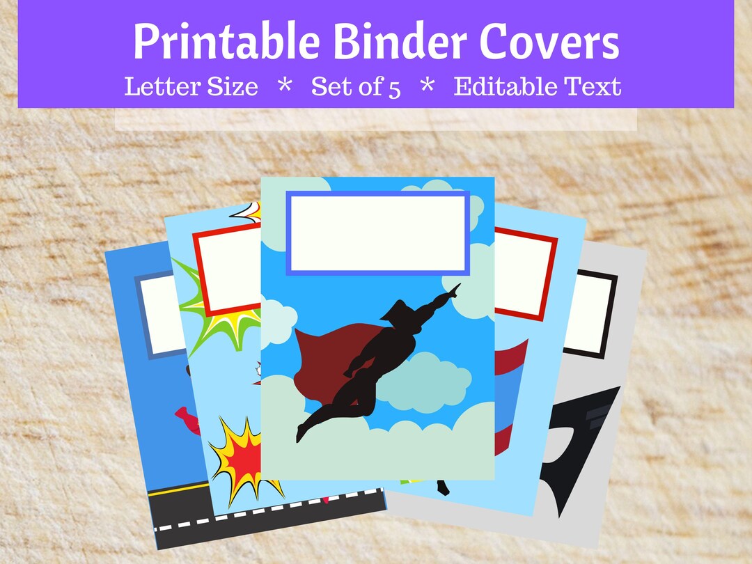 Superhero Printable Binder Covers for School Editable Home Office ...