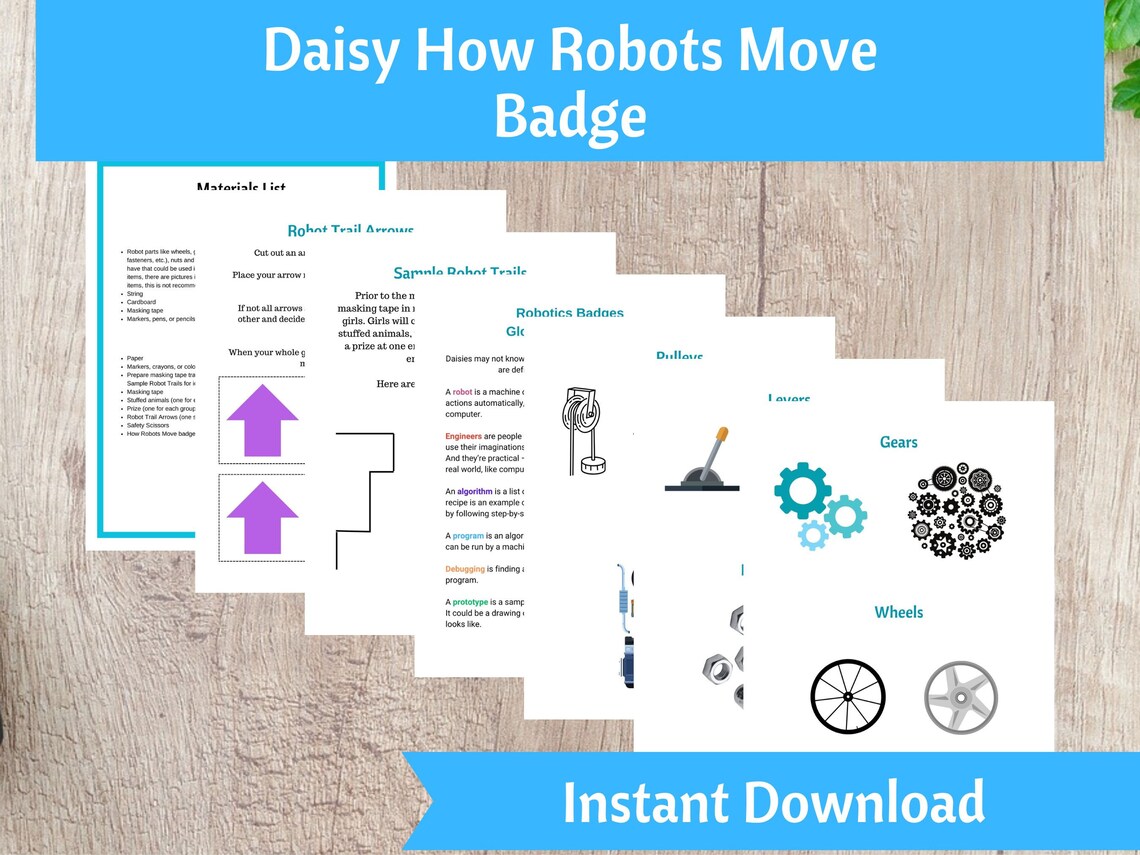 Daisy How Robots Move Badge Activity Kit | Girls Scout Troop Organizer ...