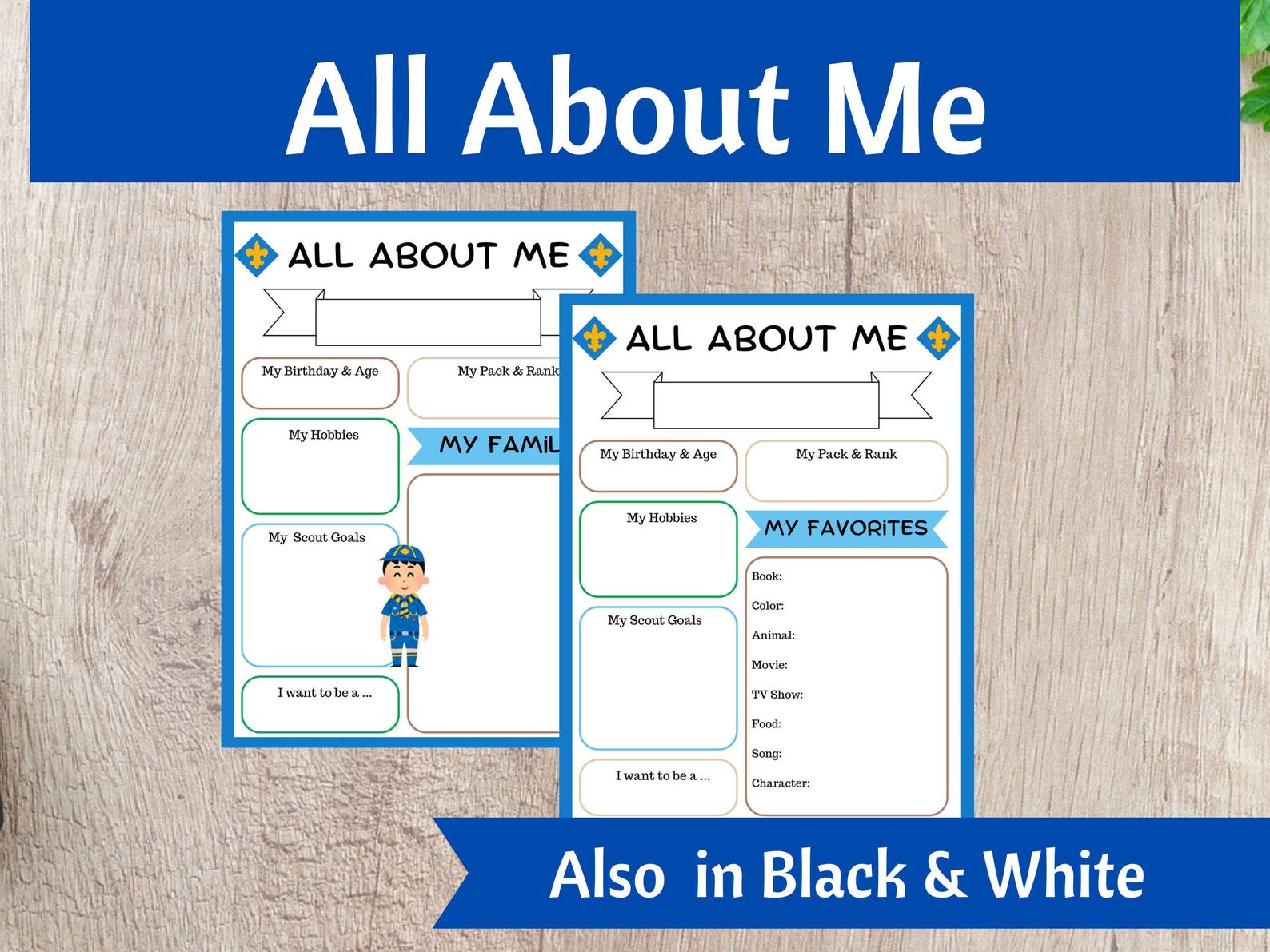 Scout All About Me PDF - 2 Versions - Color and Black & White ...