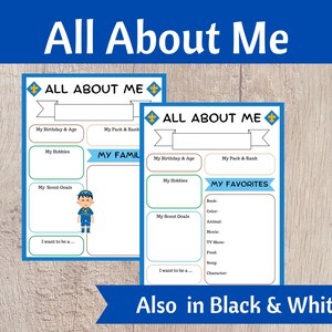 Scout All About Me PDF - 2 Versions - Color and Black & White - Printable Instant Download - Etsy