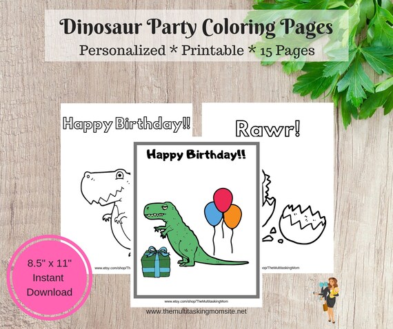 Dinosaur Party Coloring Pages Activity Pages Birthday Party | Etsy