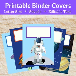 Space Printable Binder Covers for School Editable Home Office Binder ...