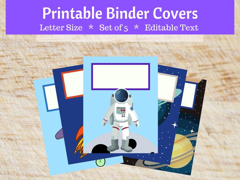 Space Printable Binder Covers for School Editable Home Office Binder ...