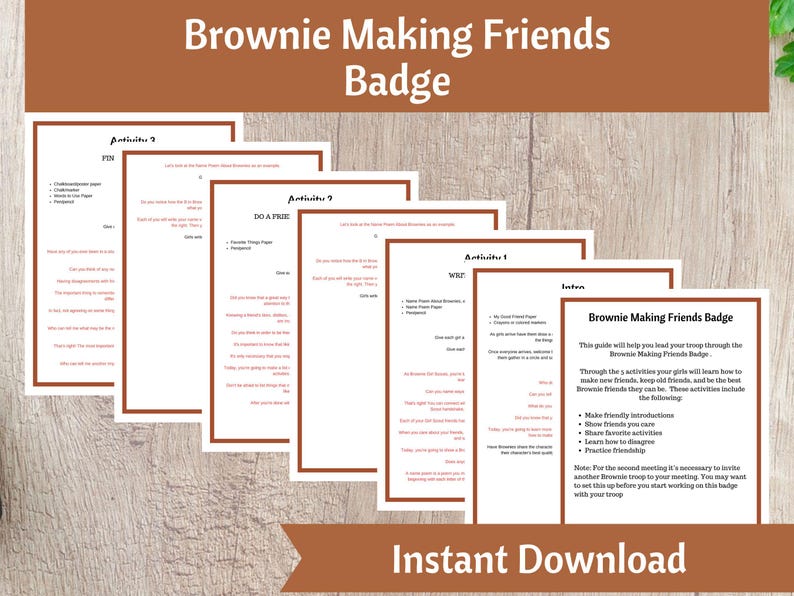 Brownie Making Friends Badge Activity Kit | Girls Scout Troop Organizer ...