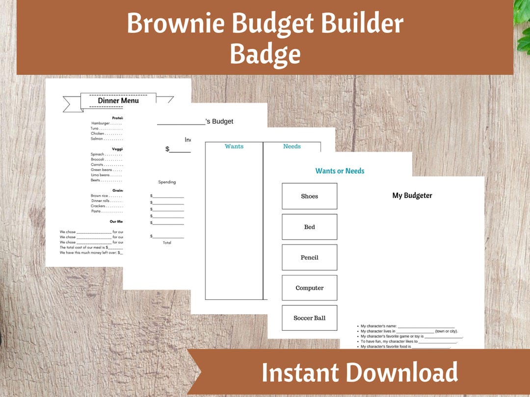 Brownie Budget Builder Badge Activity Kit | Girls Scout Troop Organizer ...