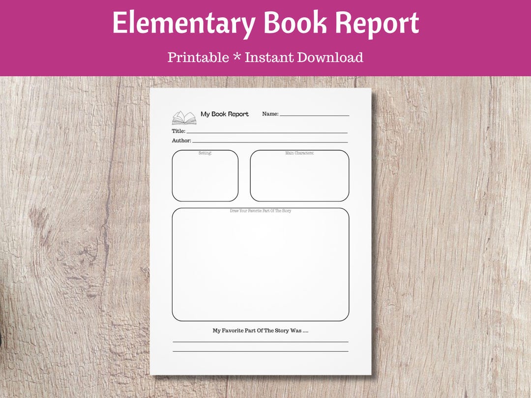 Elementary School Book Report Worksheet - Printable - Instant Download ...