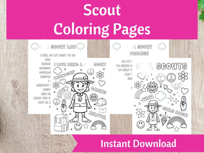 Scout Coloring Pages Including the Law and Promise - Printable Instant ...