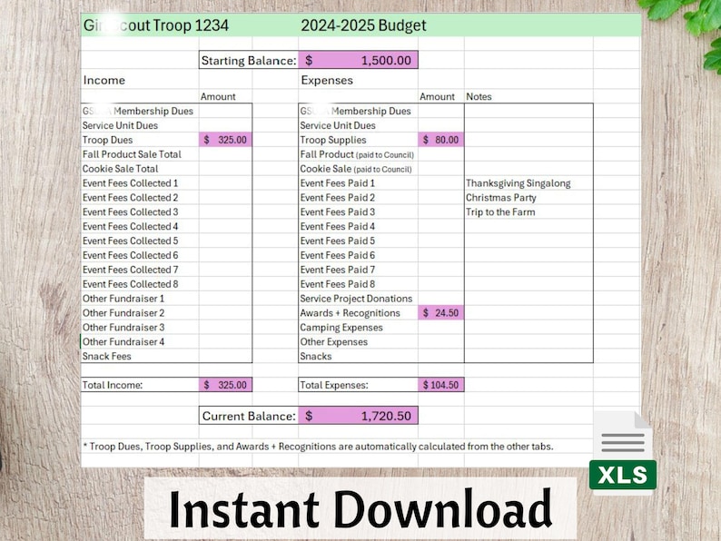 Scout Troop Budget Spreadsheets - Troop Leader Resource for Troop ...