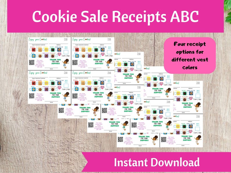 2026 Cookie Sales Receipts ABC | Scout Troop Organizer Printable - Etsy