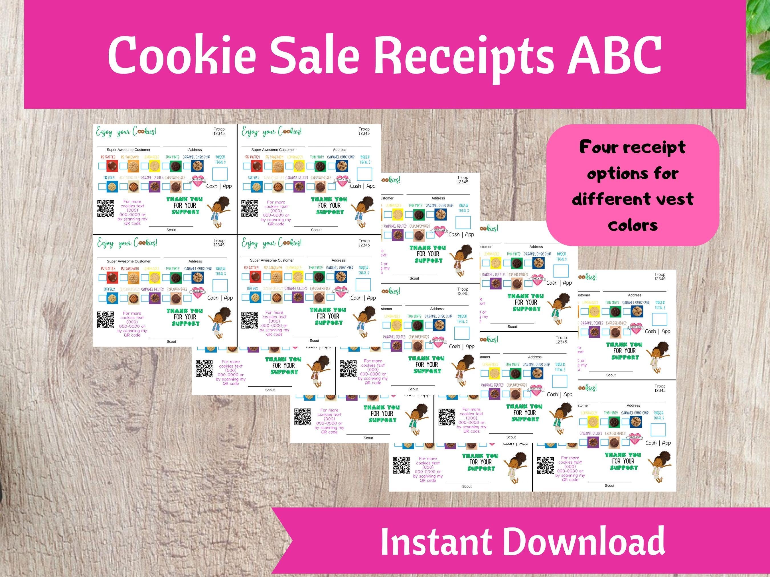 2026 Cookie Sales Receipts ABC | Scout Troop Organizer Printable - Etsy