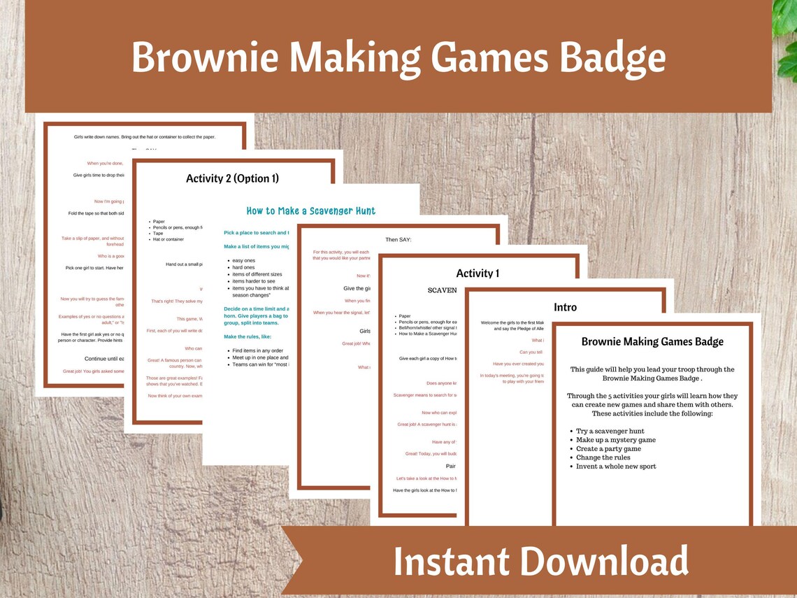 Brownie Making Games Badge Activity Kit | Girls Scout Troop Organizer ...