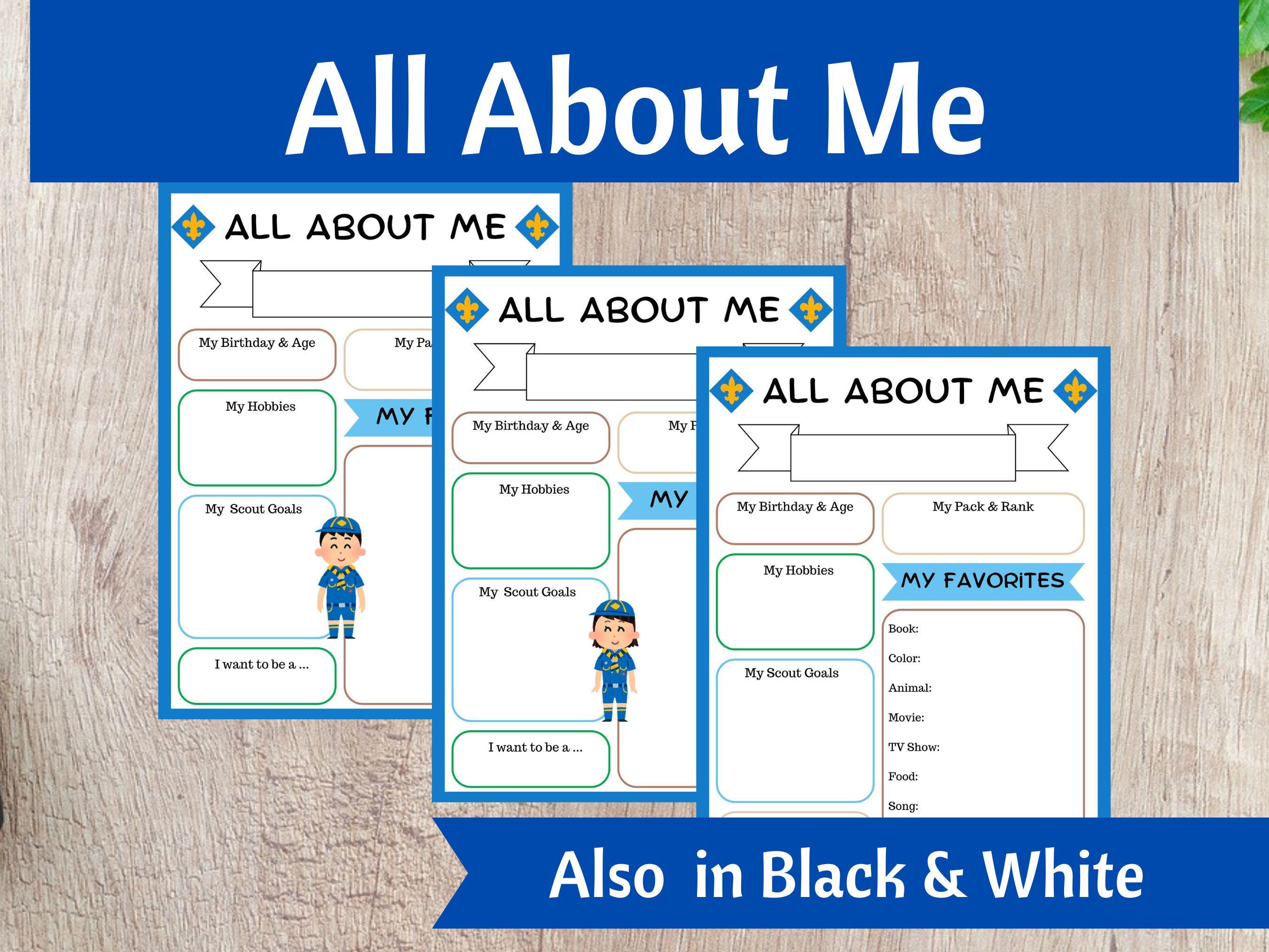 Scout All About Me PDF - 2 Versions - Color and Black & White ...