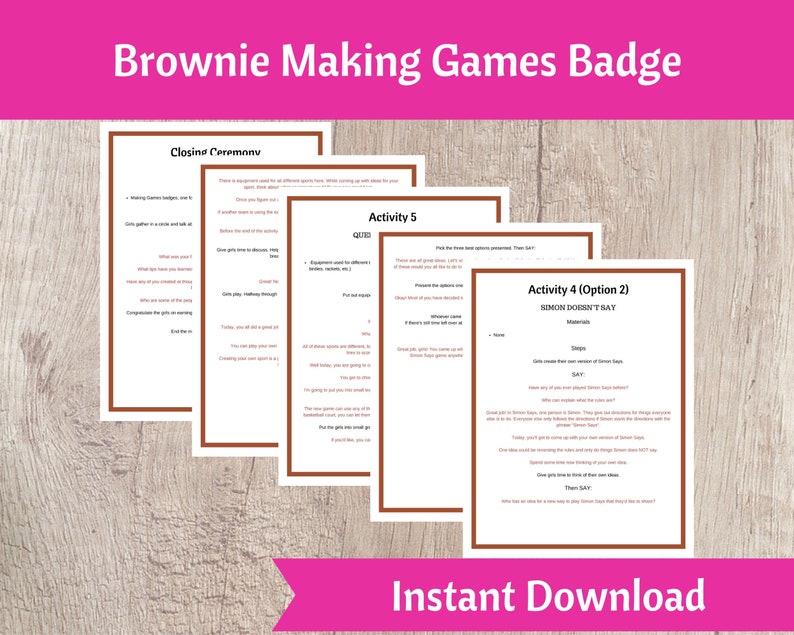 Brownie Making Games Badge Activity Kit Girls Scout Troop Organizer ...