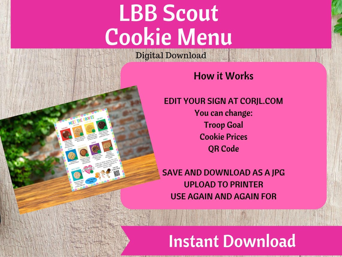 LBB Scout Cookie Menu Sign | Scout Troop Organizer Printable Meet the ...